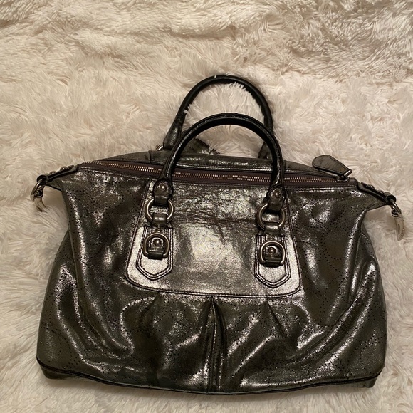 Coach | Bags | Silver Metallic Coach Purse Used | Poshmark